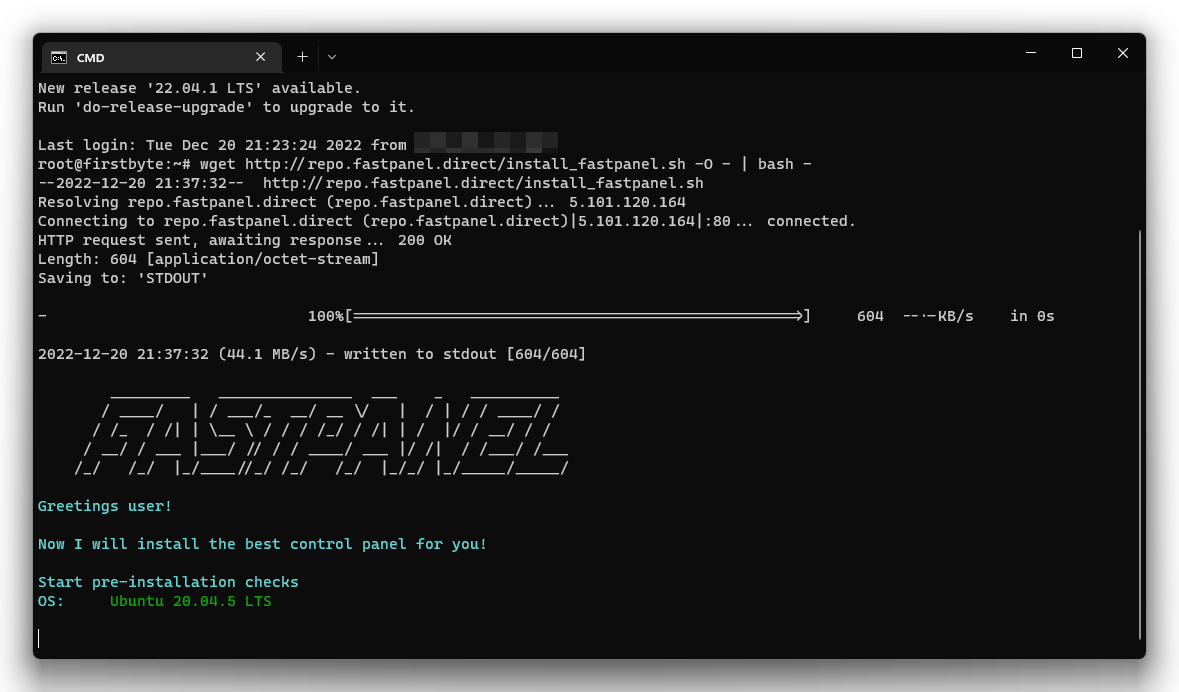 How To Install Fastpanel Control Panel On Firstbyte Server Firstbyte 5301