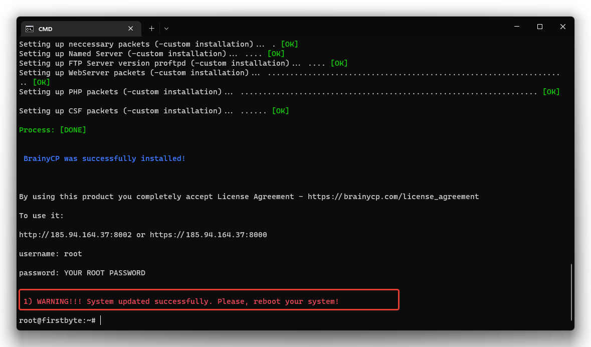 How to Install BrainyCP Control Panel on FirstByte Server | FIRSTBYTE - VDS VPS Cloud Hosting ...