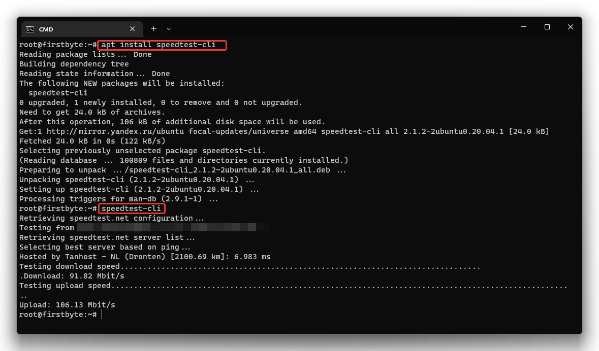 How To Measure Internet Speed On Linux Server Firstbyte Vds Vps Cloud Hosting Isp Domains