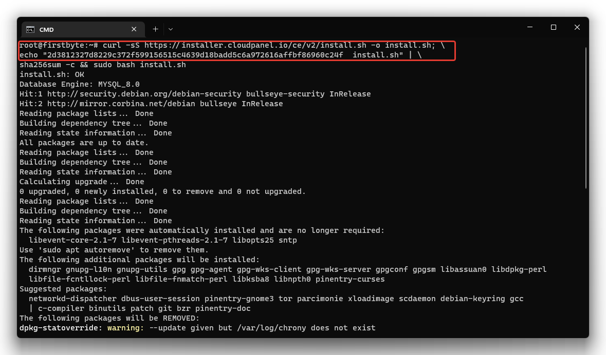 How to Install CloudPanel Control Panel and WordPress on a Server from FirstByte | FIRSTBYTE ...